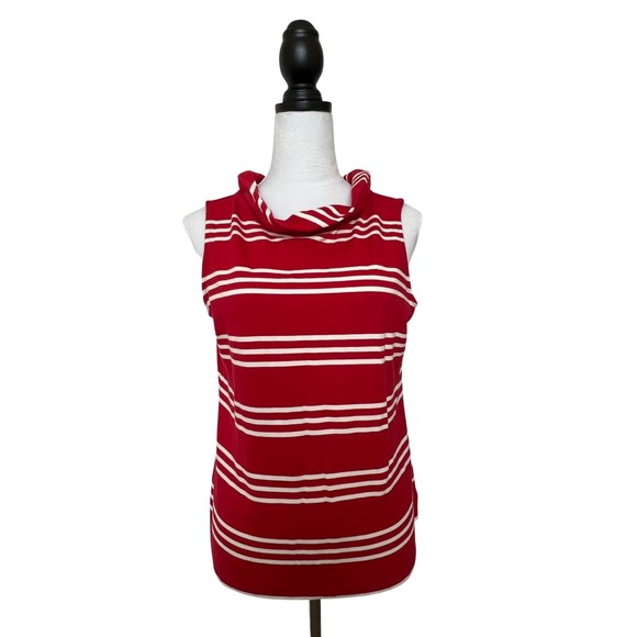 Talbots | Tops | Talbots Red And White Striped Cowl Neck Tank Top ...